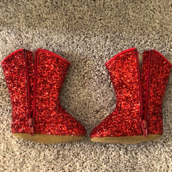 Shoes | Red Glitter Boots Size 3 Infant Girls | Poshmark
